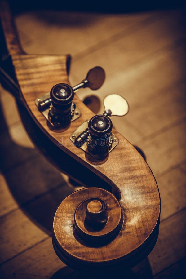 Double Bass Scroll and Tuning Pegs Stock Photo - Image of antique, head ...