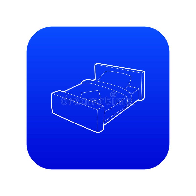 Double Bed Icon Blue Vector Stock Vector - Illustration of household ...