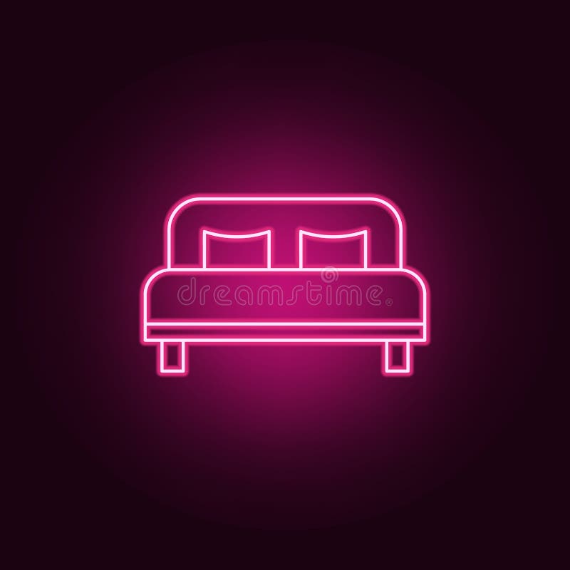 Double Bed Icon. Elements of Hotel in Neon Style Icons Stock ...