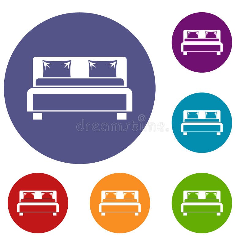 Double bed icons set stock vector. Illustration of rest - 95832896