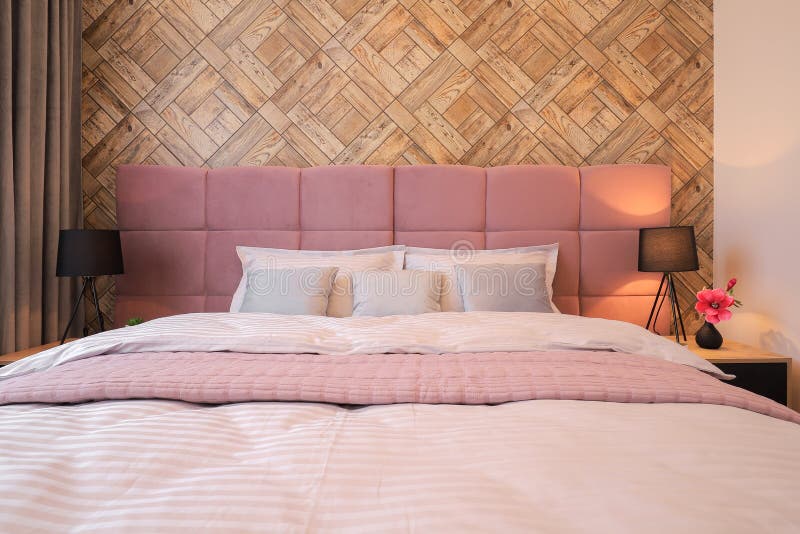 Double Bed in a Modern Bedroom Interior Stock Photo - Image of elegance ...