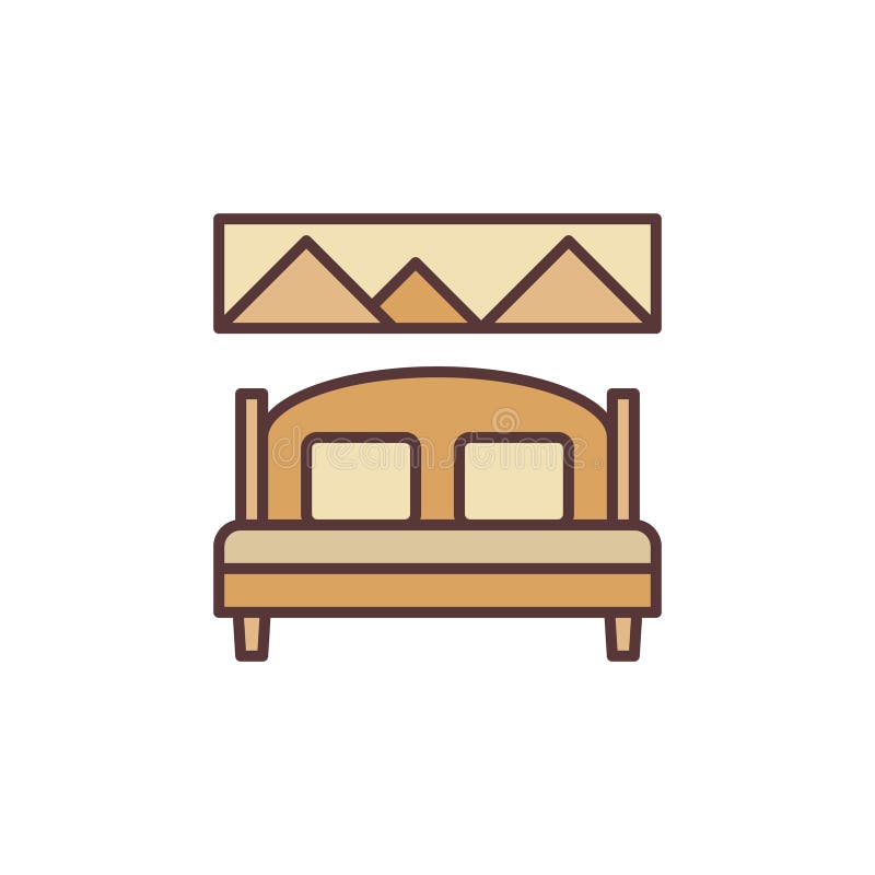 Double Bed and Picture Above Vector Concept Colored Icon Stock Vector ...