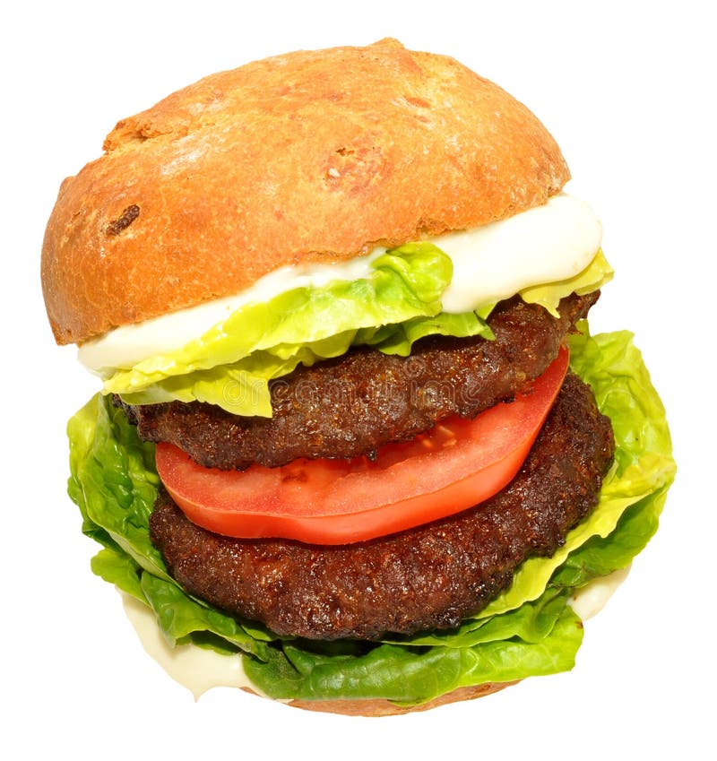 Double Beef Burger Sandwich Stock Photo - Image of layered, double ...