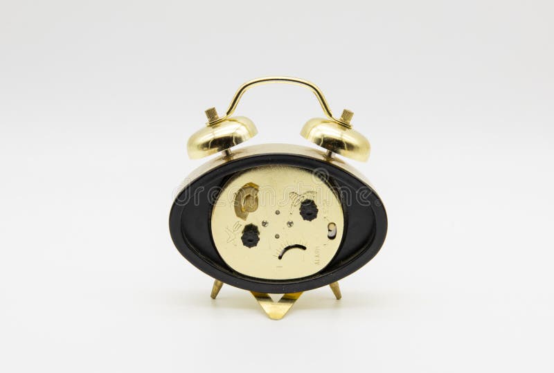 Double Bell Alarm Clock with Sad Face Stock Image - Image of morning ...