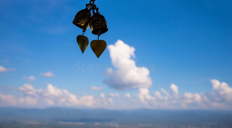 Double Bell Hanging with the Backdrop is a Beautiful Natural Sce Stock ...