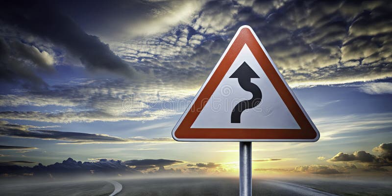 Double Bend Ahead Road Sign Warning a Visual Representation of ...