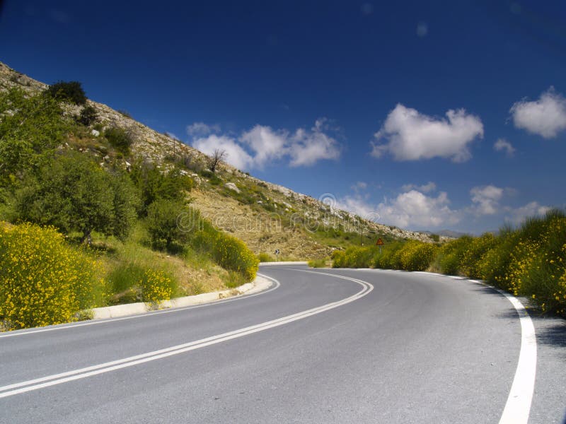 Double bend road stock image. Image of crete, greece, mountains - 7535247