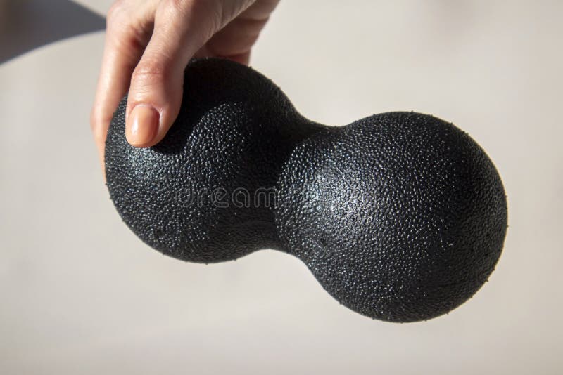 Double Black Ball in a Woman S Hand. Back Mfr Ball Stock Image - Image of handheld, pressure ...