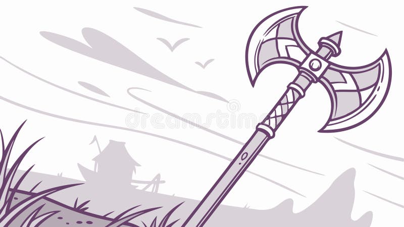 Double-Bladed Axe in Purple Landscape, Vector Design Generative AI ...