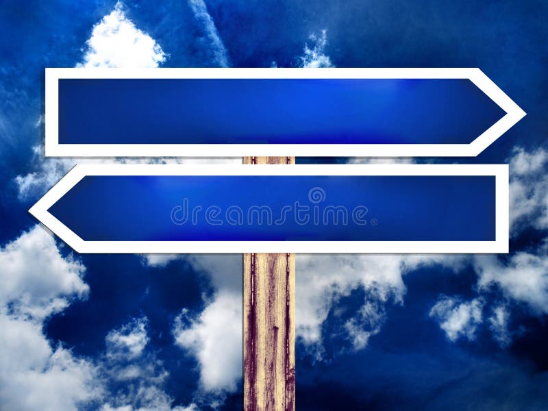 Double Blank Direction Road Sign and the Sky Stock Illustration ...