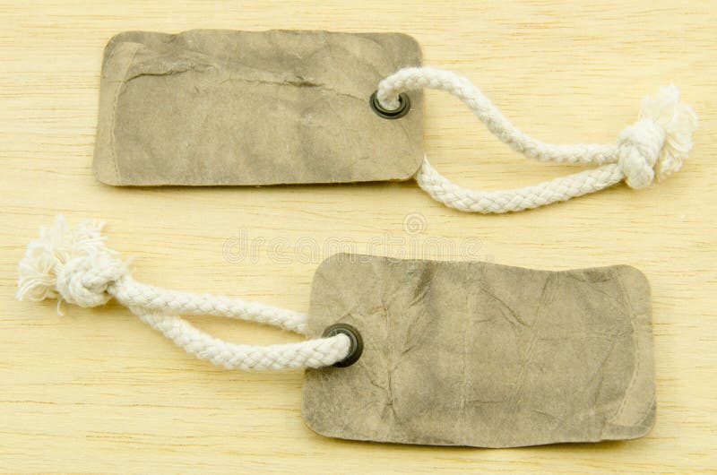 Double Blank Price Tags Vintage on Wood Background Stock Image - Image ...
