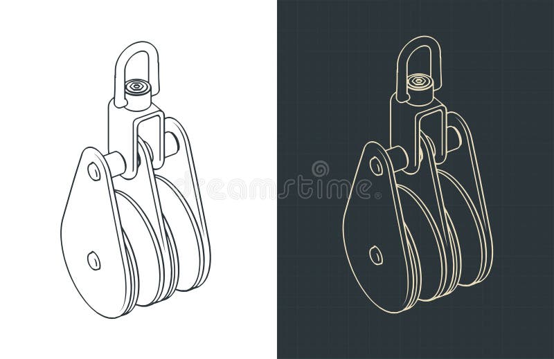 Double Blocks for Yacht Rigging Isometric Blueprints Stock Vector ...