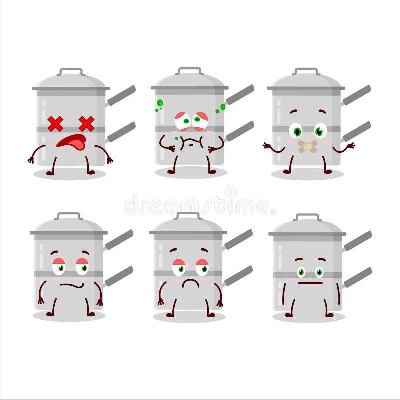 Double Boiler Cartoon Character with Nope Expression Stock Vector ...