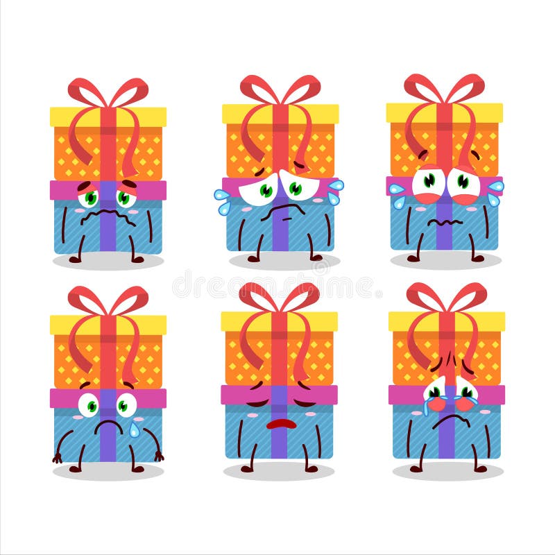 Double Box Gift Cartoon Character with Sad Expression Stock Vector ...
