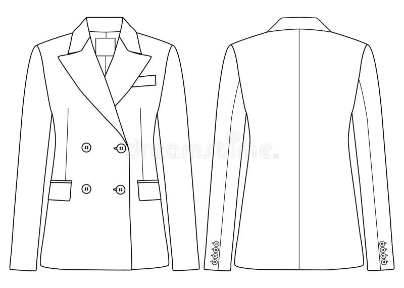 Blazer Flat Technical Drawing Front Stock Illustrations – 386 Blazer ...