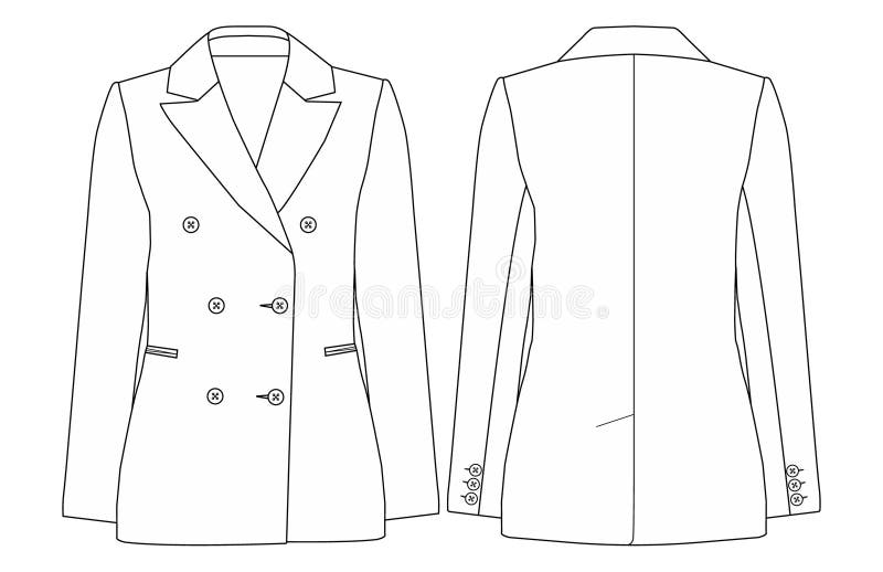 Blazer Flat Technical Drawing Front Stock Illustrations – 386 Blazer ...