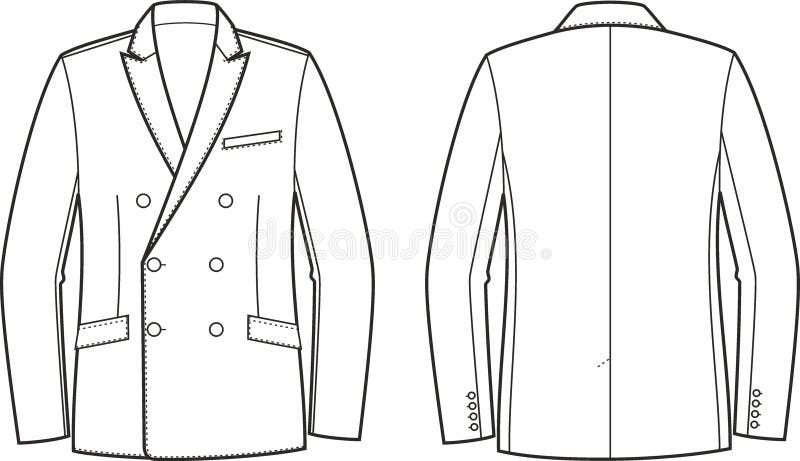 Double Breasted Suit Jacket Flat Sketch Business Classic Blazer Apparel ...
