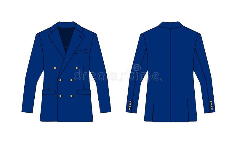 Double Breasted Suit Jacket Vector Template Illustration | Blue Stock ...