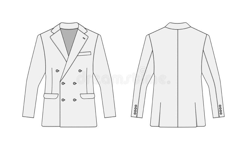 Double Breasted Suit Jacket Vector Template Illustration | White Stock ...