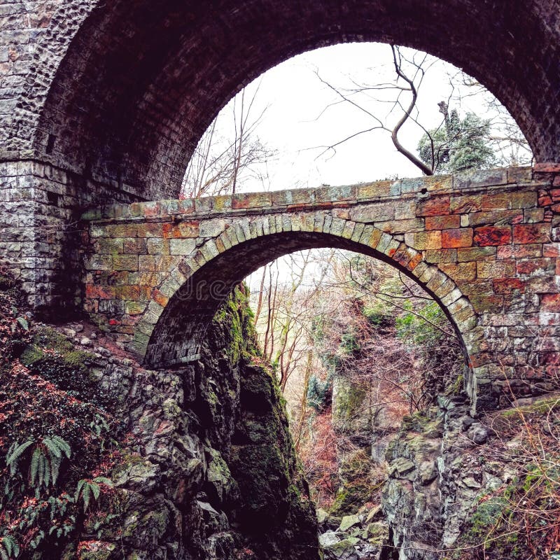 Double bridge over gorge stock image. Image of track - 215770201