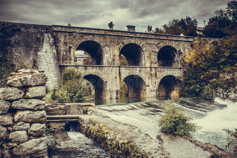 Double bridge over river stock image. Image of river - 204299091