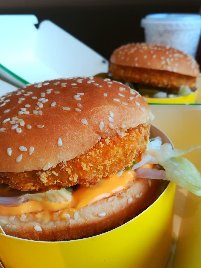Double Burger with Crunchy and Lots of Vegetables. Stock Photo - Image ...