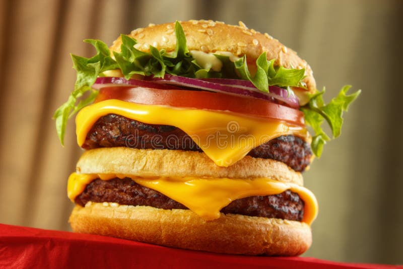 Double burger stock image. Image of cheese, meat, grilled - 35432207