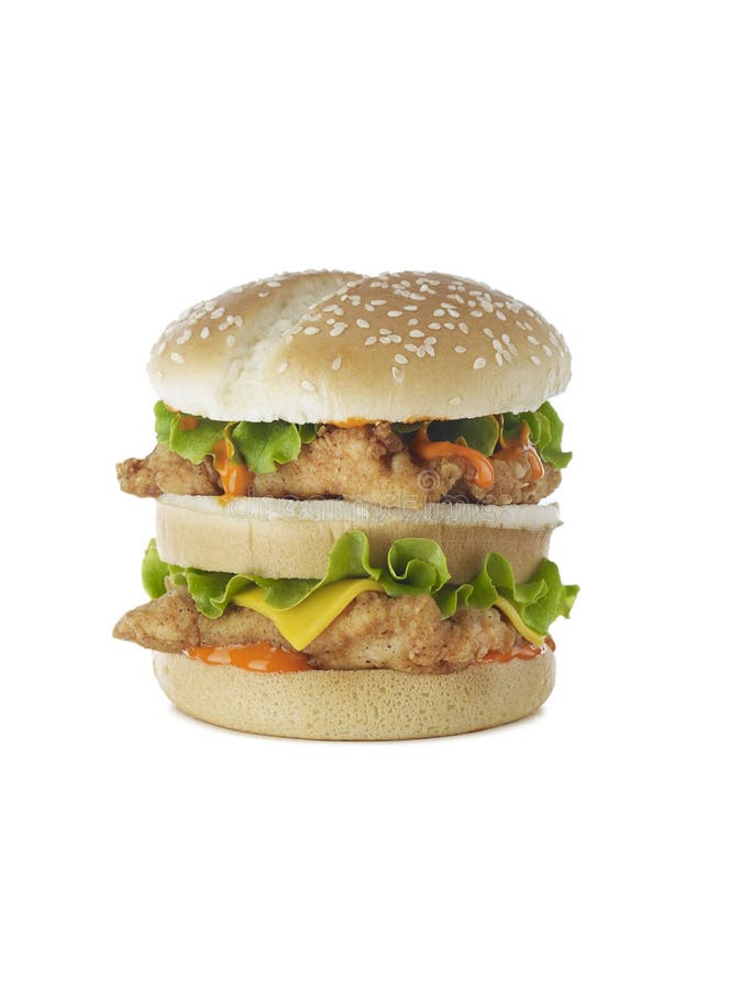 Double Burger with Meat and Cheese Stock Image - Image of delicious ...