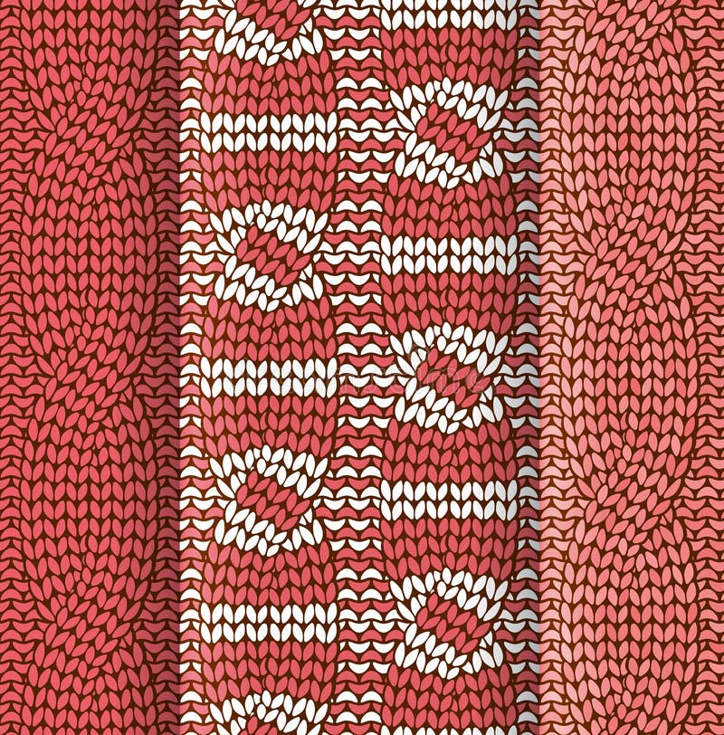 Double Cabled Knitted Pattern Red and White Stock Vector - Illustration ...
