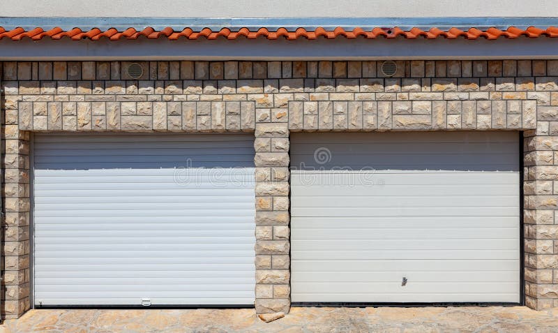 Double Car Garage in a House Stock Photo - Image of exterior, house ...