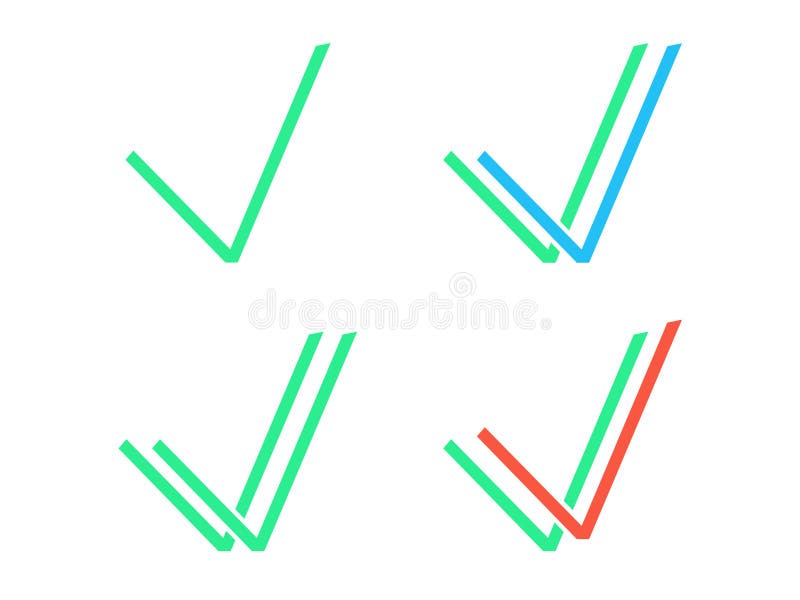 Double Check Icon Set, Check Mark Stock Illustration - Illustration of ...