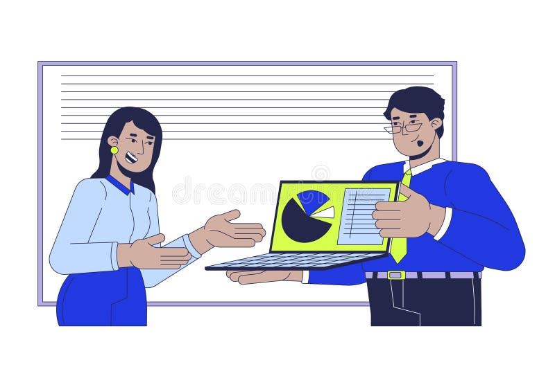 Double Checking Data with Manager Cartoon Flat Illustration Stock ...