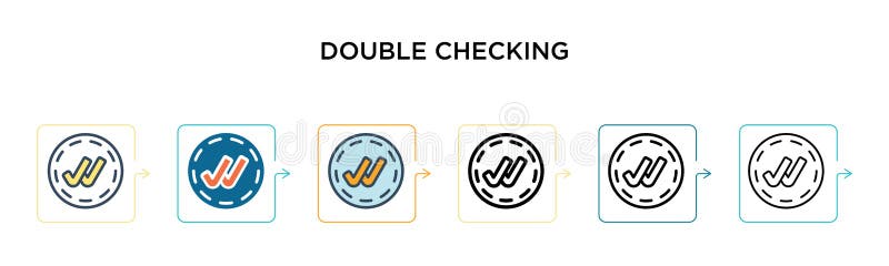 Double Checking Vector Icon in 6 Different Modern Styles. Black, Two ...