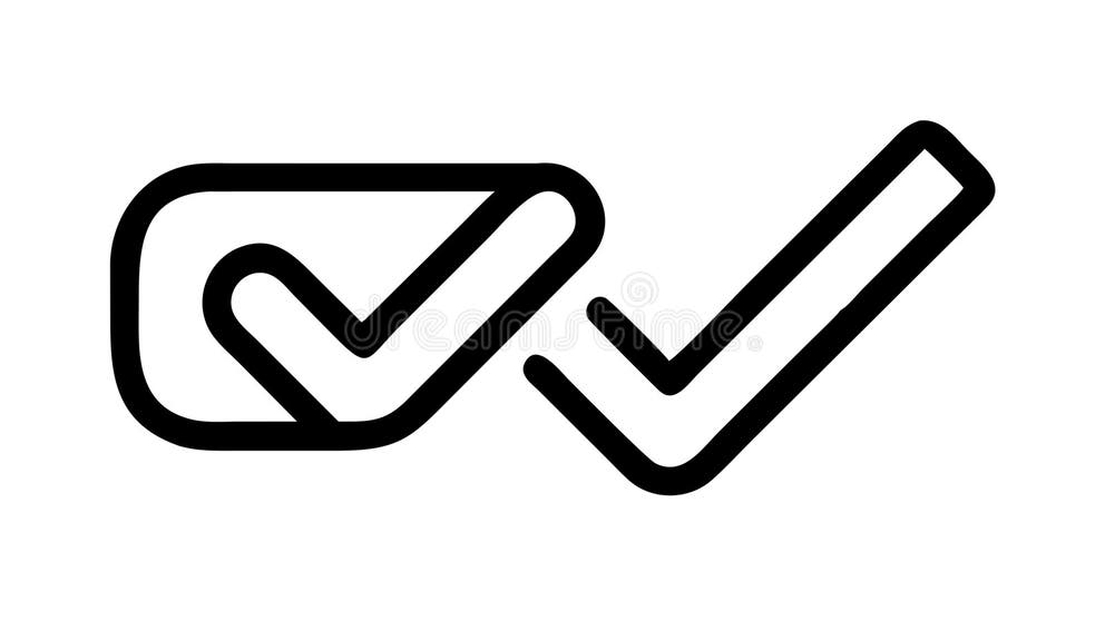 Double Checkmark and Box Icon for Task Completion or Validation, Vector ...