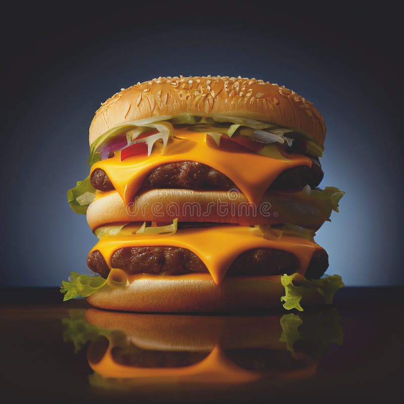Double Cheese Big Burger Created with Generative AI Technology Stock ...