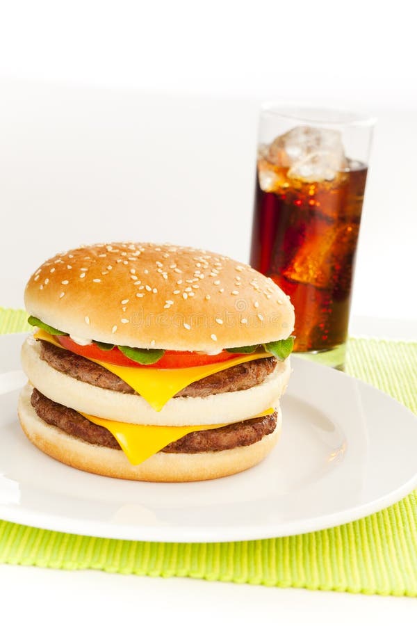 Double cheese burger stock image. Image of isolated, barbecue - 8548823