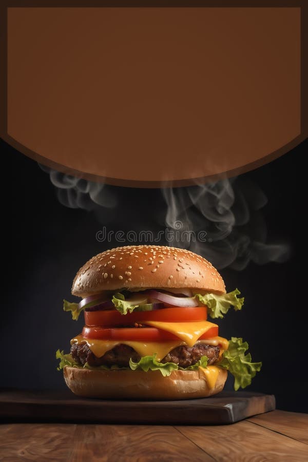 Double Cheese Burger with Tomatoes and Lettuce. Crispy Hamburger on the ...