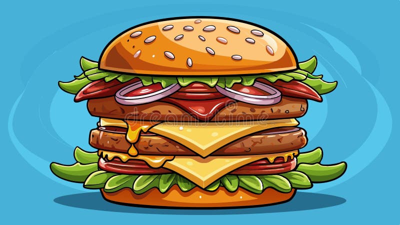 Double Cheeseburger with Bacon and Pickles Stock Vector - Illustration ...
