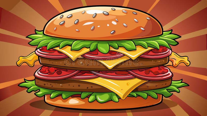 A Double Cheeseburger with Bacon and Pickles Stock Vector ...