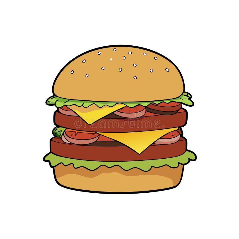 A Double Cheeseburger with Bacon and Pickles Stock Vector ...