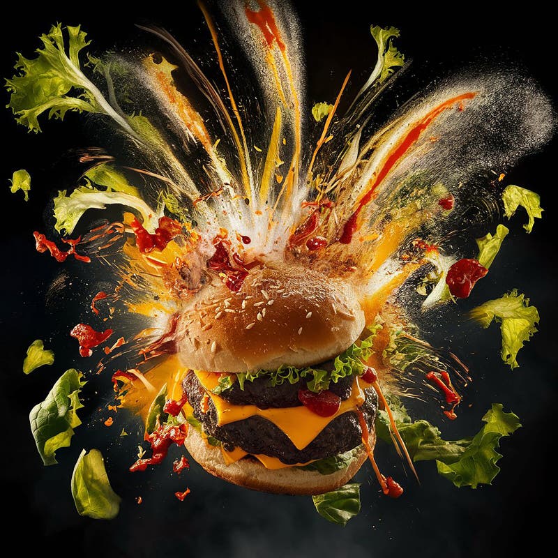 Explosive Burger: a Deliciously Dramatic Food Photography Stock ...