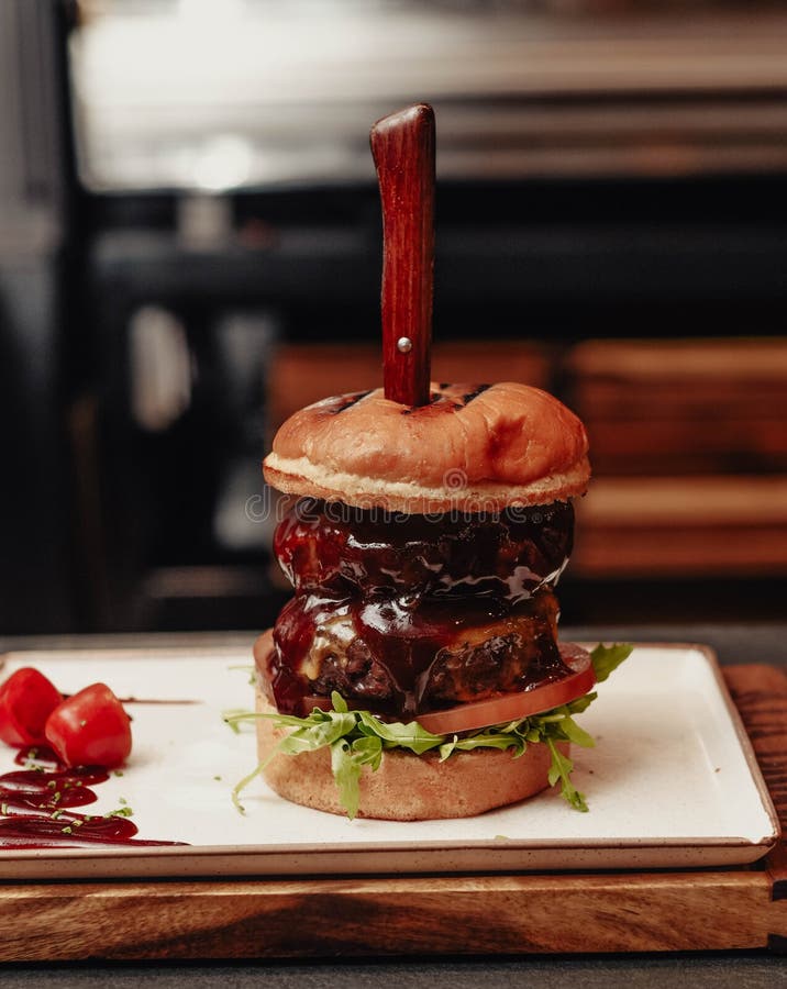 Double Cheeseburger with 400 Grams of Premium Quality Beef Stock Photo ...