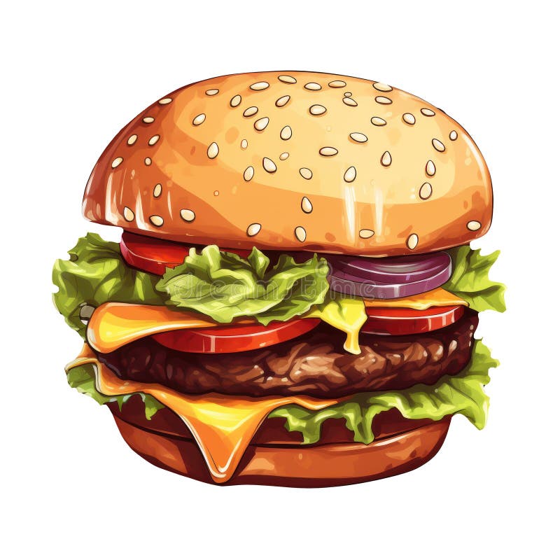 Double Cheeseburger with Lettuce and Tomato. Stock Illustration ...