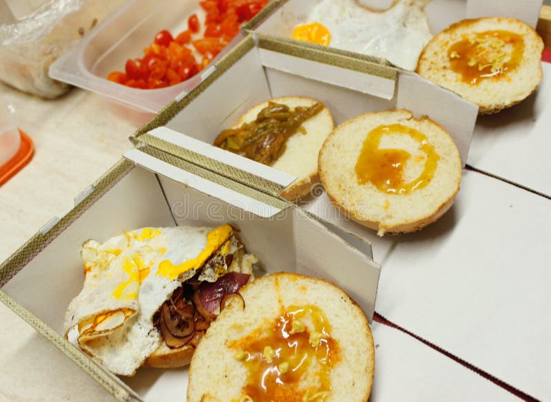 Double Cheeseburger and Smiley Chips Stock Photo - Image of lunch ...