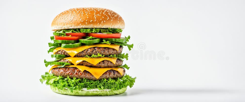 Double Cheeseburger Stack, Tall Gourmet Burger, Restaurant Food Stock ...