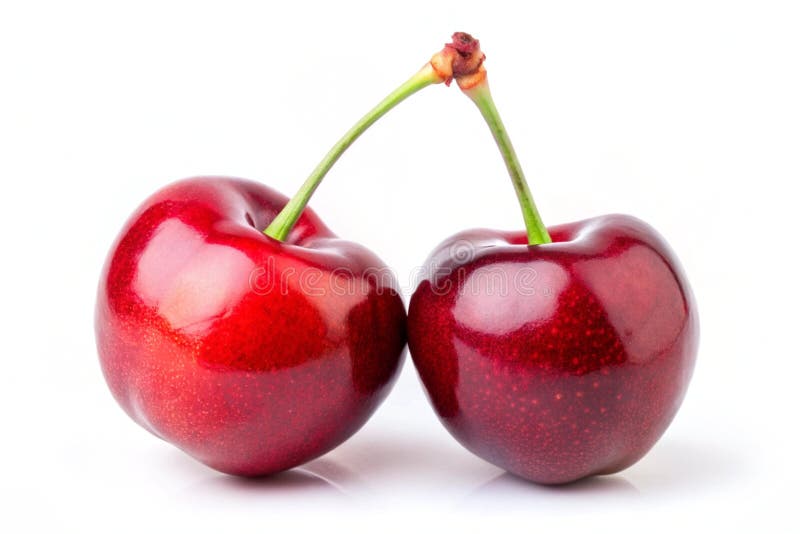 Double Cherries Against White Background Stock Illustration ...