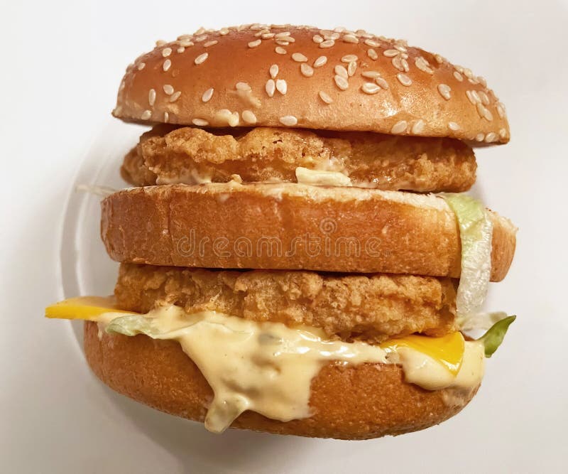 Double Chicken Burger from a Fast Food Restaurant Stock Photo - Image ...