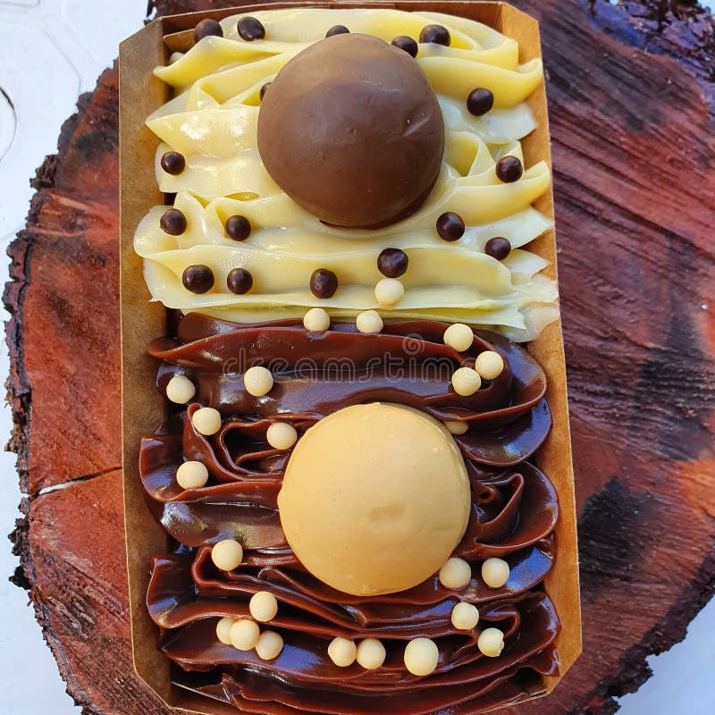 Double chocolate cake box stock photo. Image of buttercream - 187035396