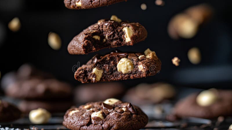Double Chocolate Cookies with White Chocolate Chips Stock Illustration ...