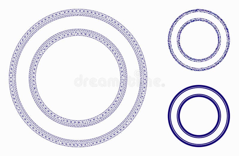 Double Circle Frame Vector Mesh 2D Model and Triangle Mosaic Icon Stock ...